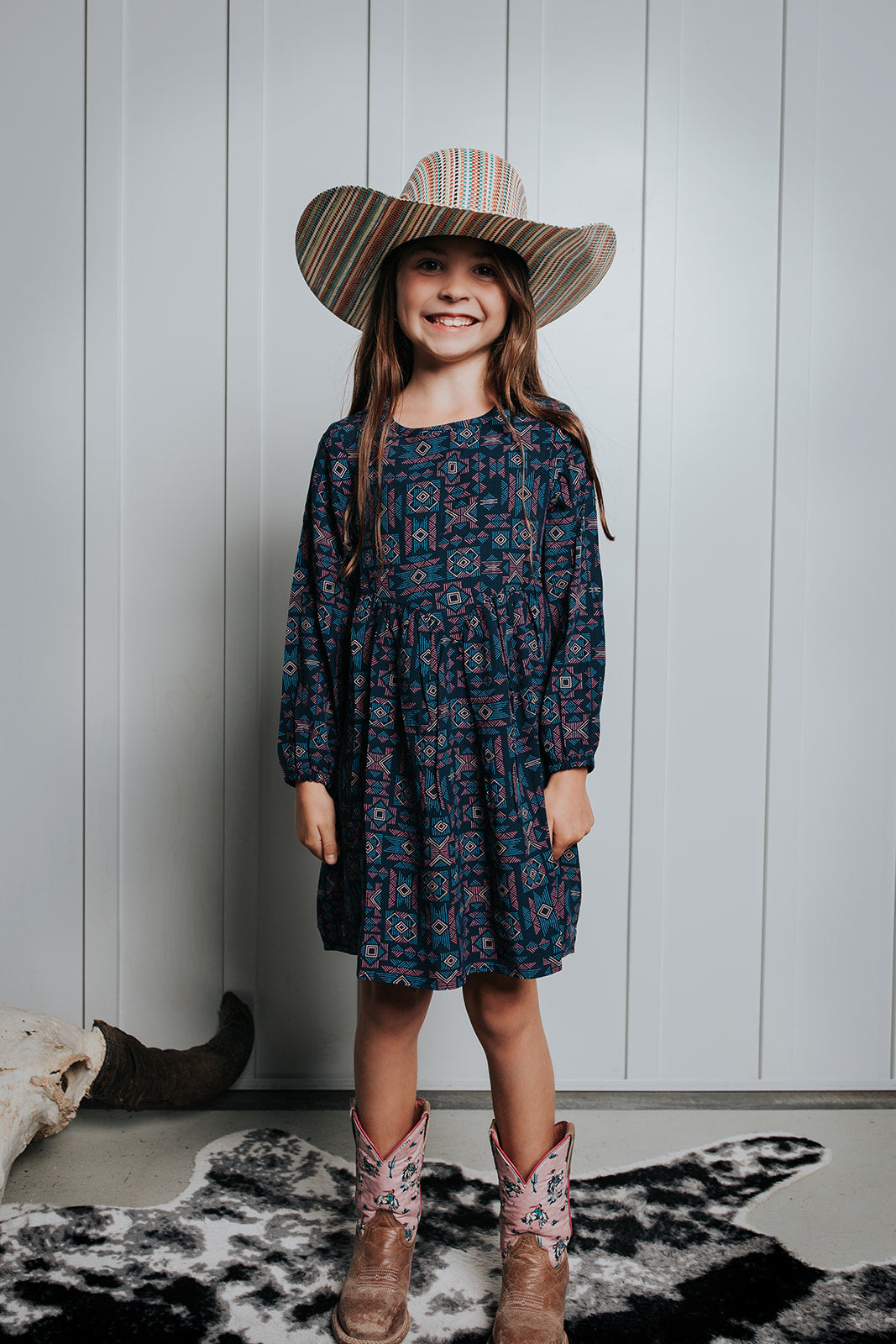 Girl's Long Sleeve Western Yoke Dress – Burnished Beauty Boutique